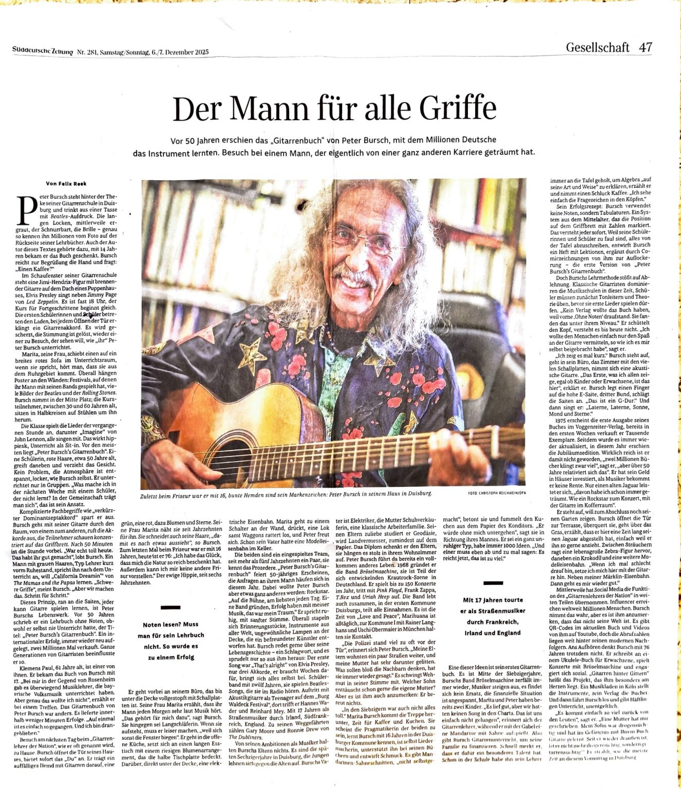 Peter Bursch's Welt – Musiker, Gitarrenlehrer und Autor